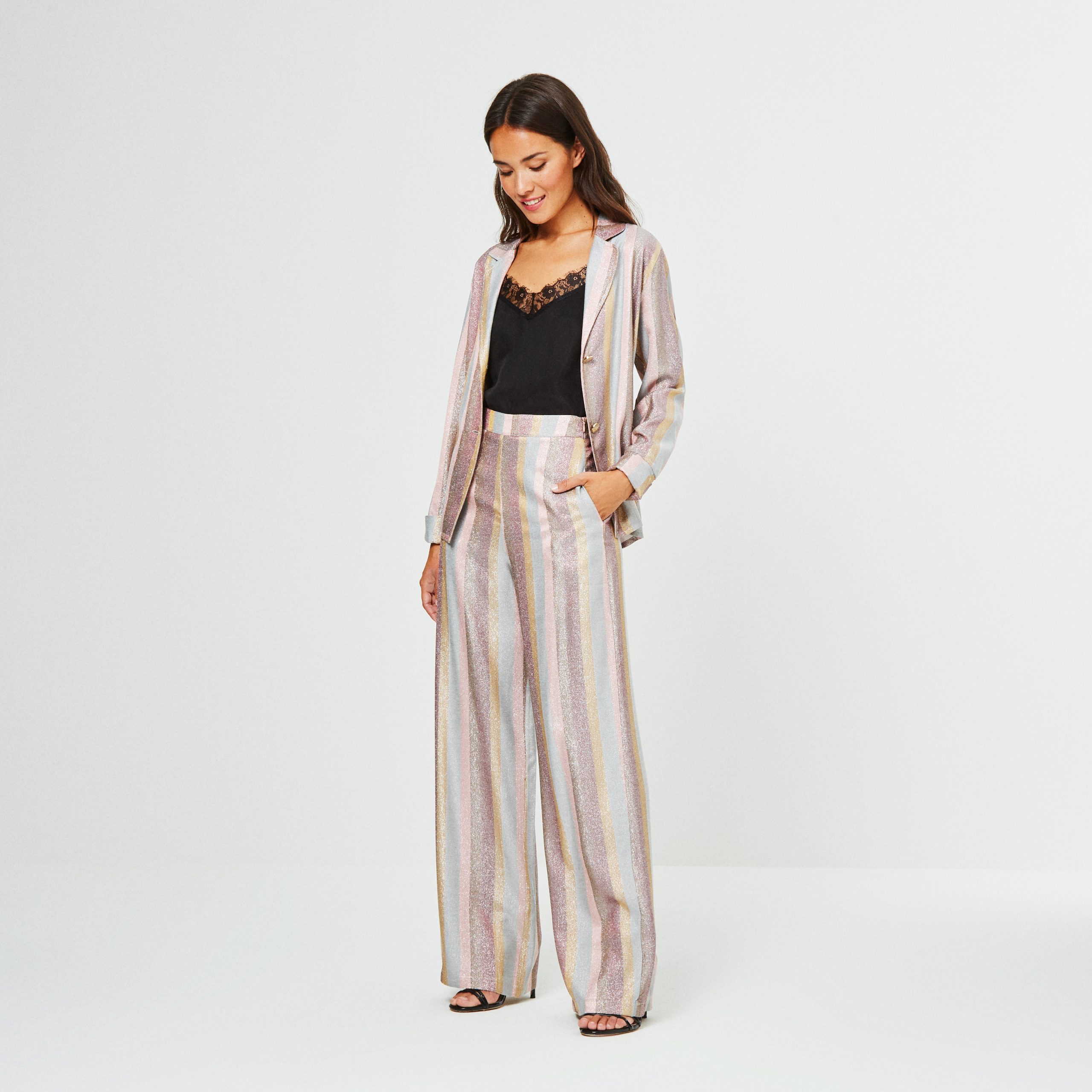 CHAQUETA RAYA LUREX ROSA SURKANA - Aloha Moda